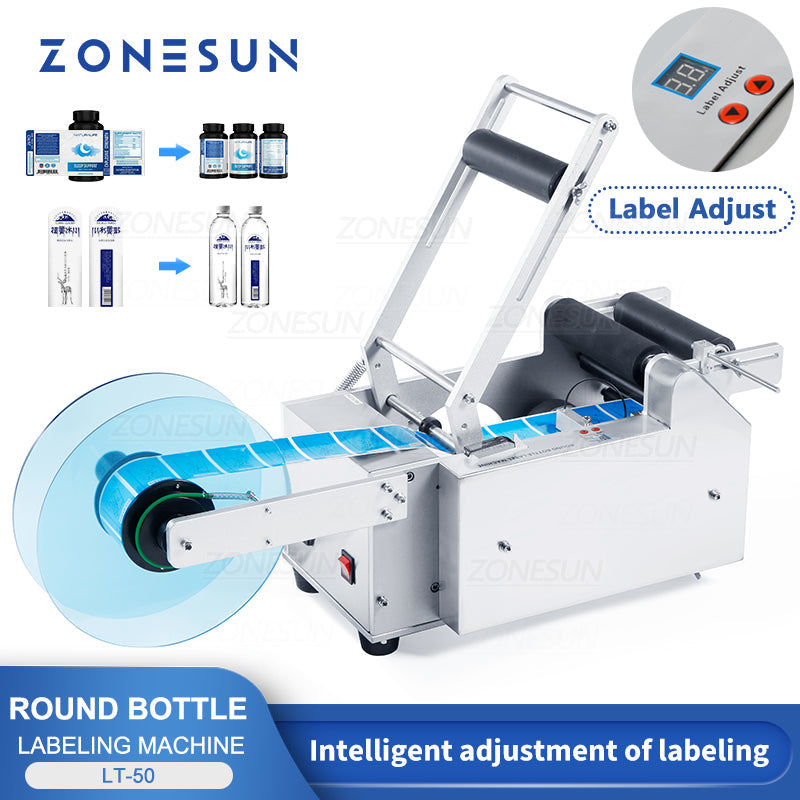 ZONESUN ZS-TB50/T Semi-automatic Round Bottle Labeling Machine – ZONESUNPRO